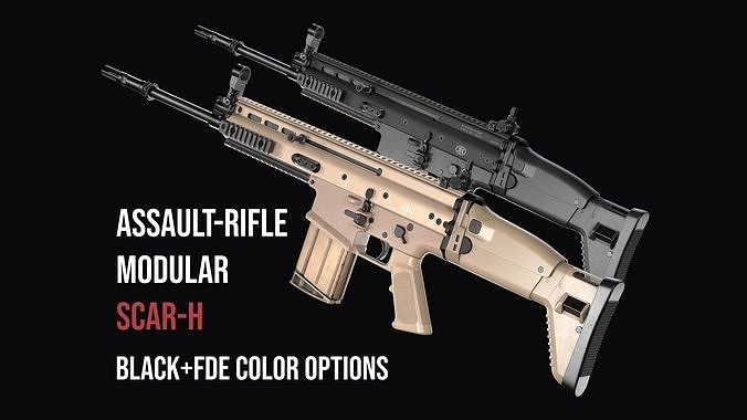 3D model modular assault rifle FN SCAR-H mk 17 VR / AR / low-poly ...