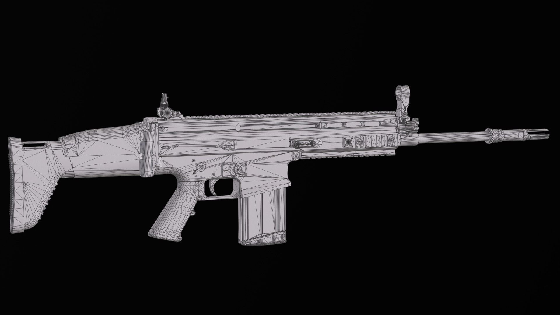 3D model modular assault rifle FN SCAR-H mk 17 VR / AR / low-poly ...