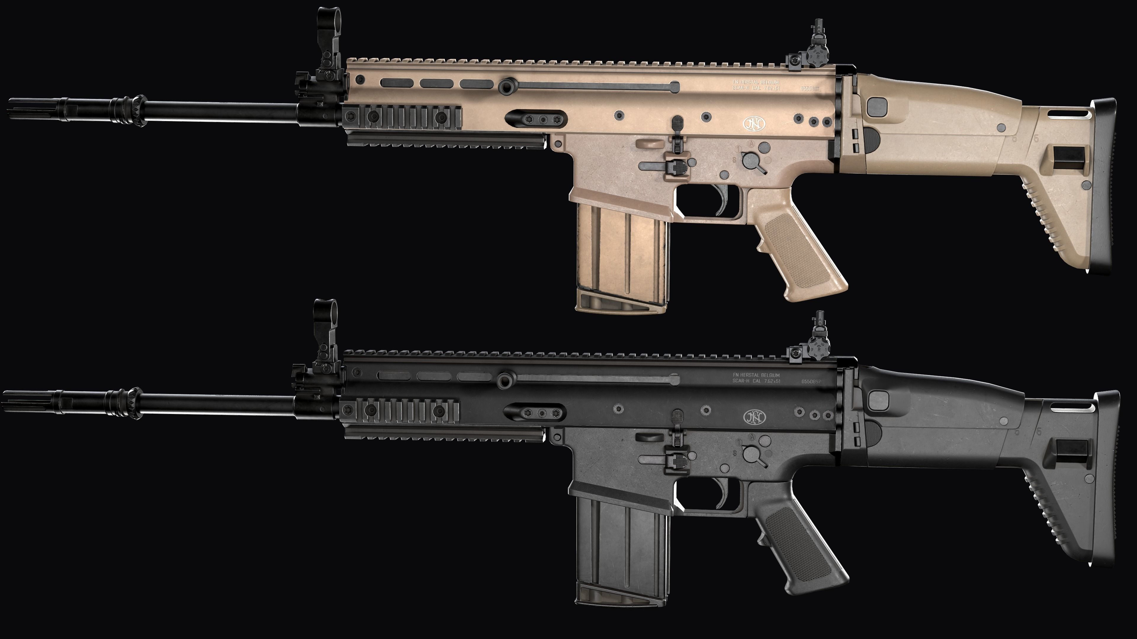 3D Model Collection modular assault rifle FN SCAR-L mk 16 and SCAR-H mk 17 VR / AR / low-poly ...