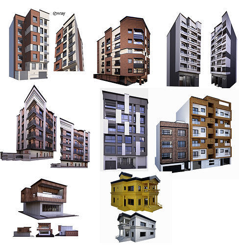 9 buildings 3D Model Collection | CGTrader