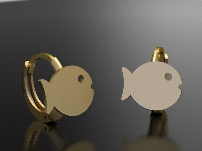 Little Fish Earing 3D model 3D printable | CGTrader