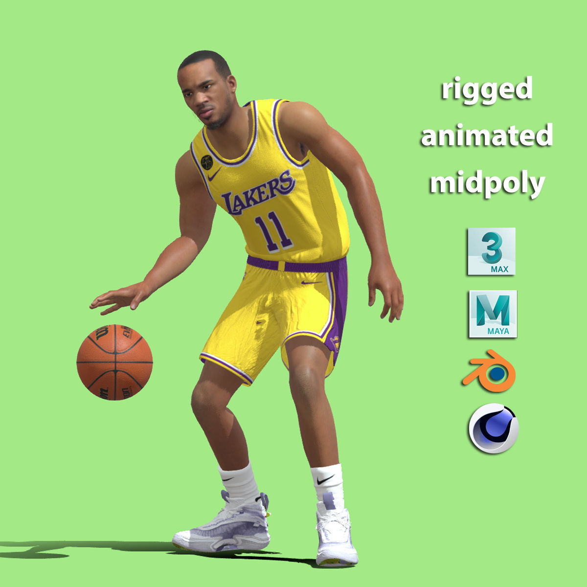 3D Avery Bradley Los Angeles Lakers NBA 3D model animated rigged | CGTrader