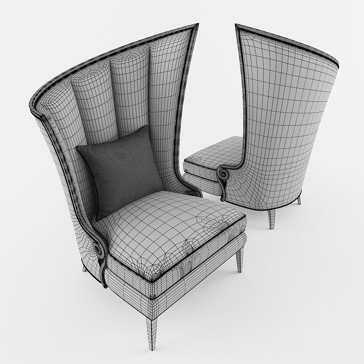 Armchair Courbure Droite 3D model | CGTrader