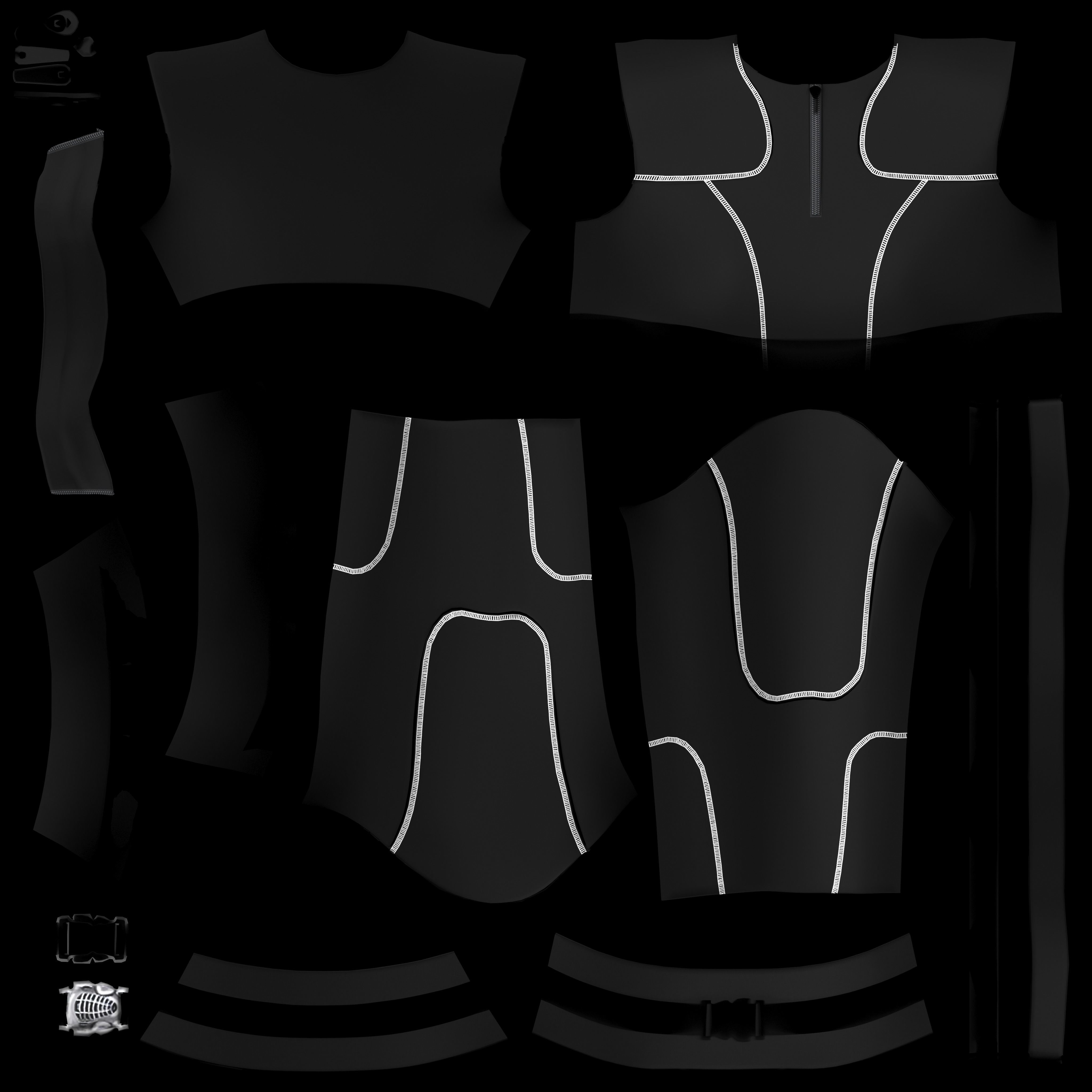 3D model Black Paneled See-through Midriff Futuristic Female Top VR ...