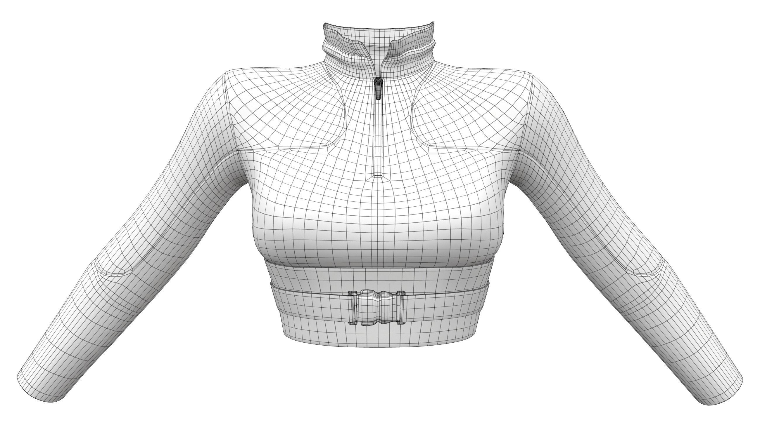 3D model Black Paneled See-through Midriff Futuristic Female Top VR ...