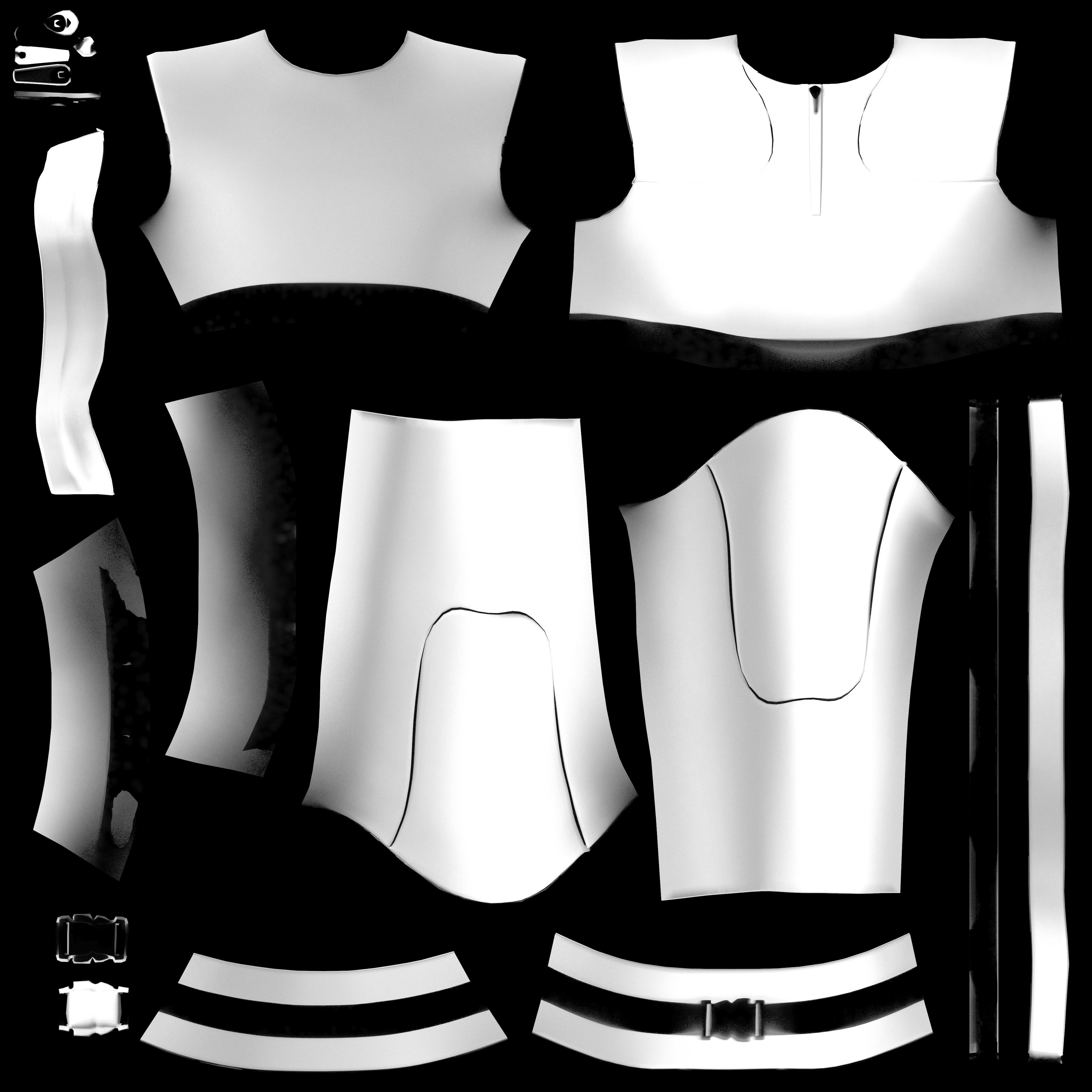 3D model Black Paneled See-through Midriff Futuristic Female Top VR ...