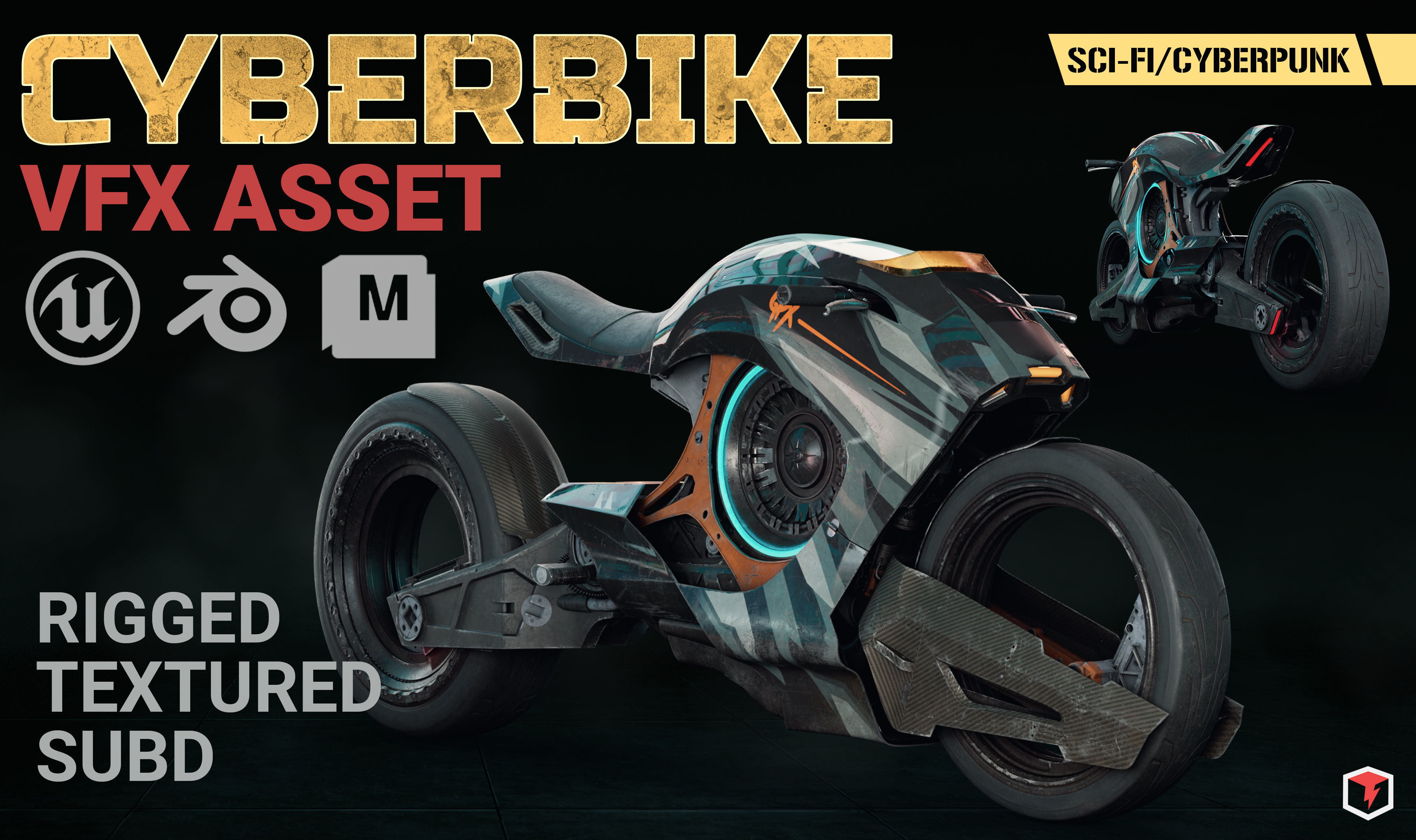 Cyberbike VFX Asset 3D model rigged | CGTrader