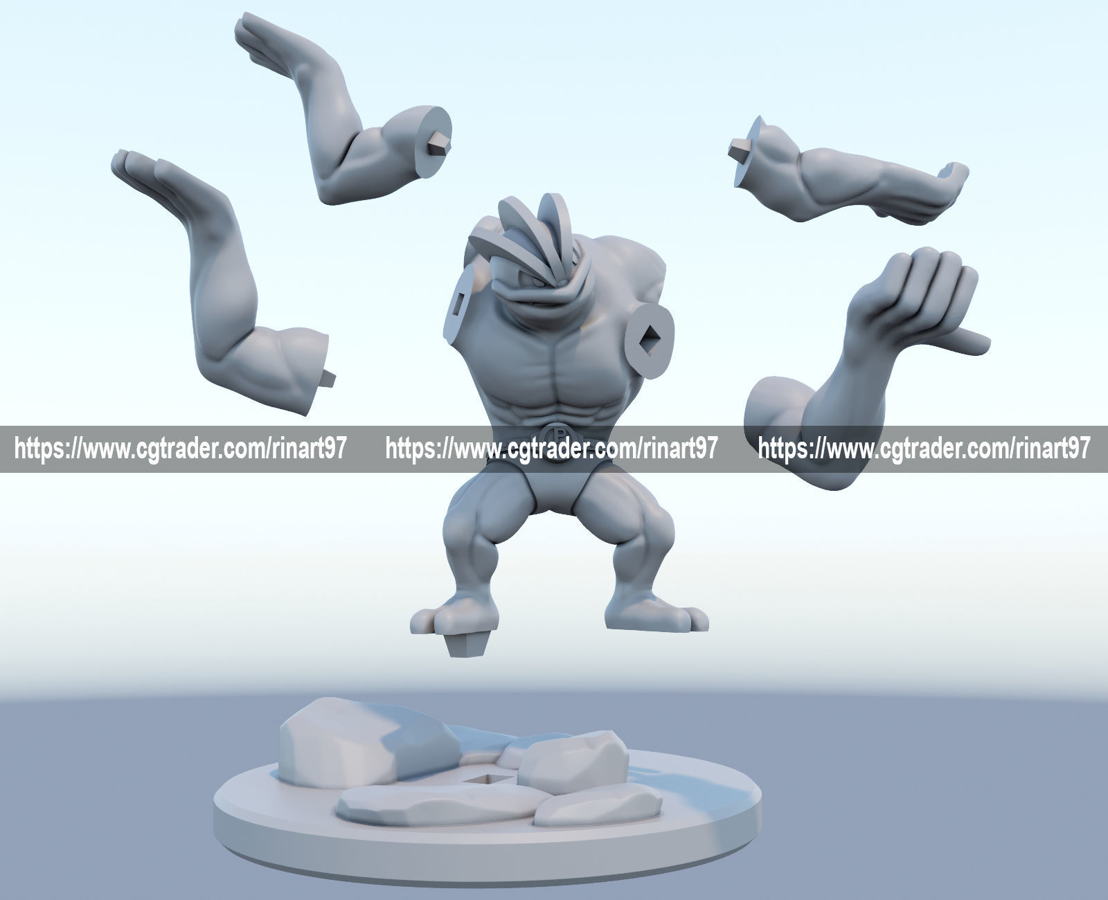 machamp phone holder 3d print model from pokemon 3D model 3D printable ...