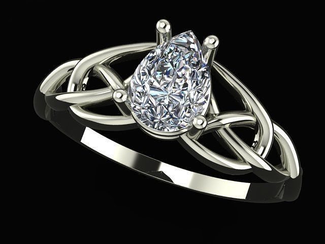 Braided Pear Stone Ring 3D model | CGTrader