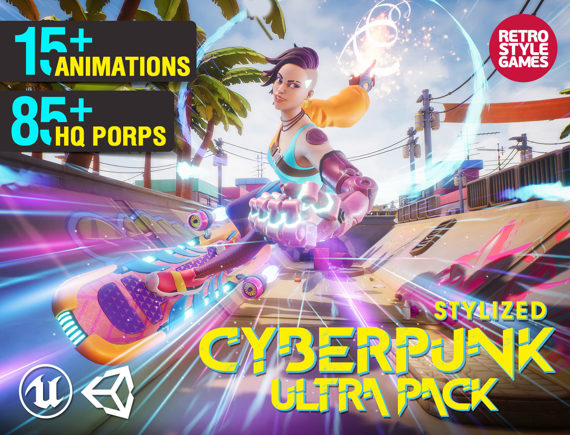3d Model Stylized Cyberpunk 3d Animated Character And City Props Pack Vr Ar Low Poly Cgtrader
