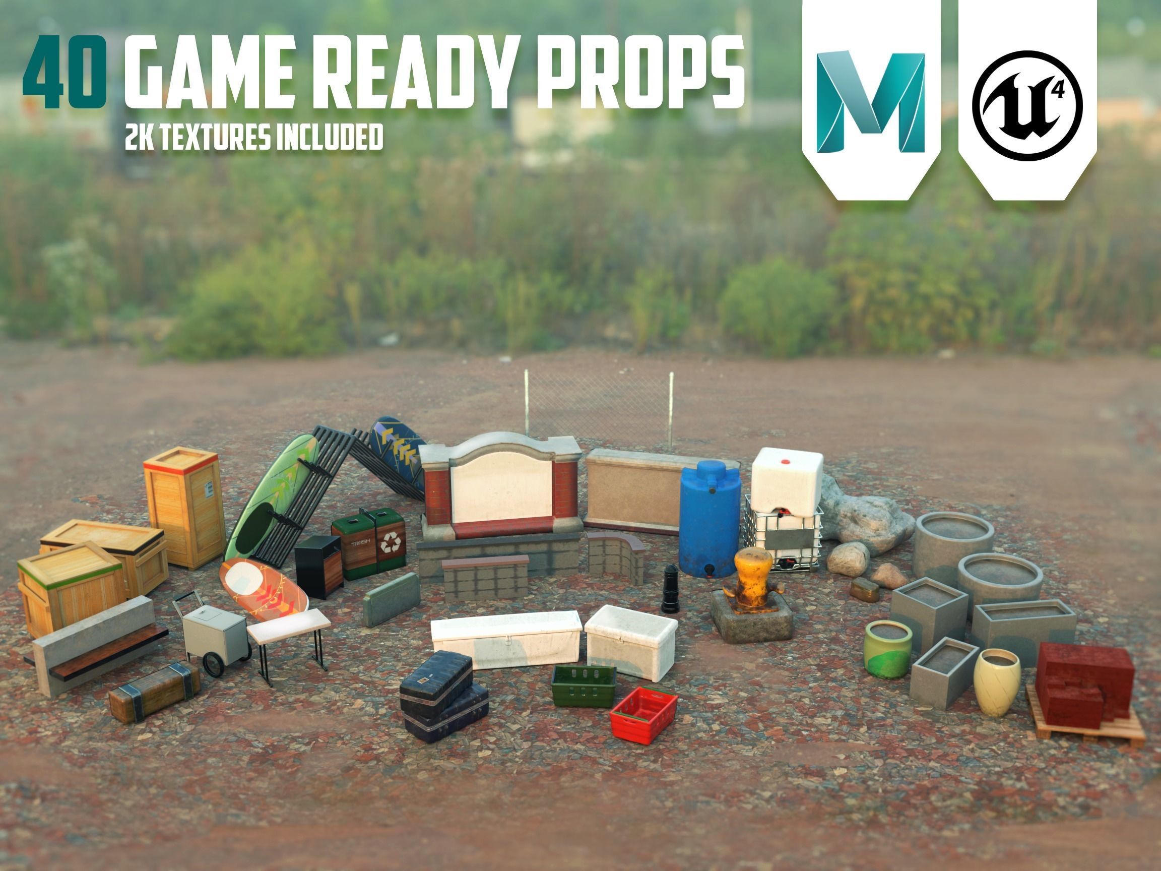 3D model Exterior City Prop Collection - FPS Cover Props VR / AR / low ...