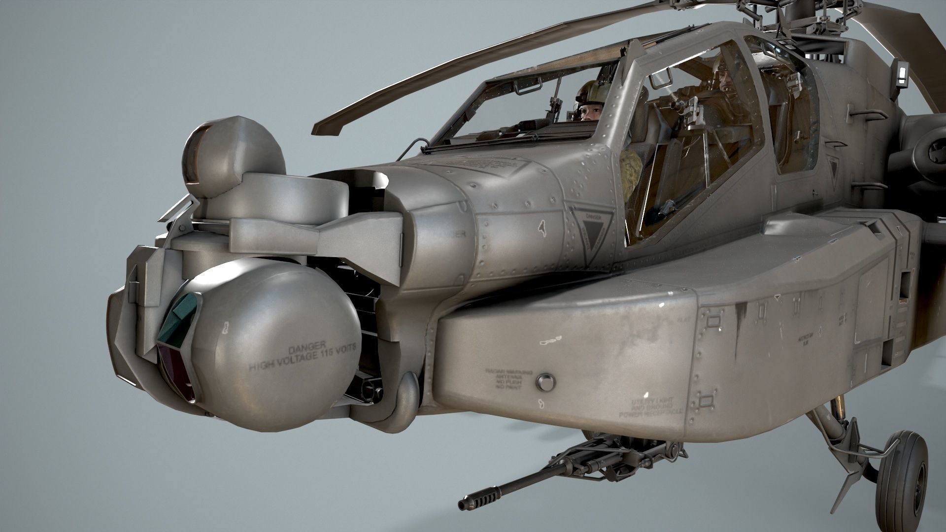 3D model Apache AH-64D US Army Complex Animation VR / AR / low-poly ...