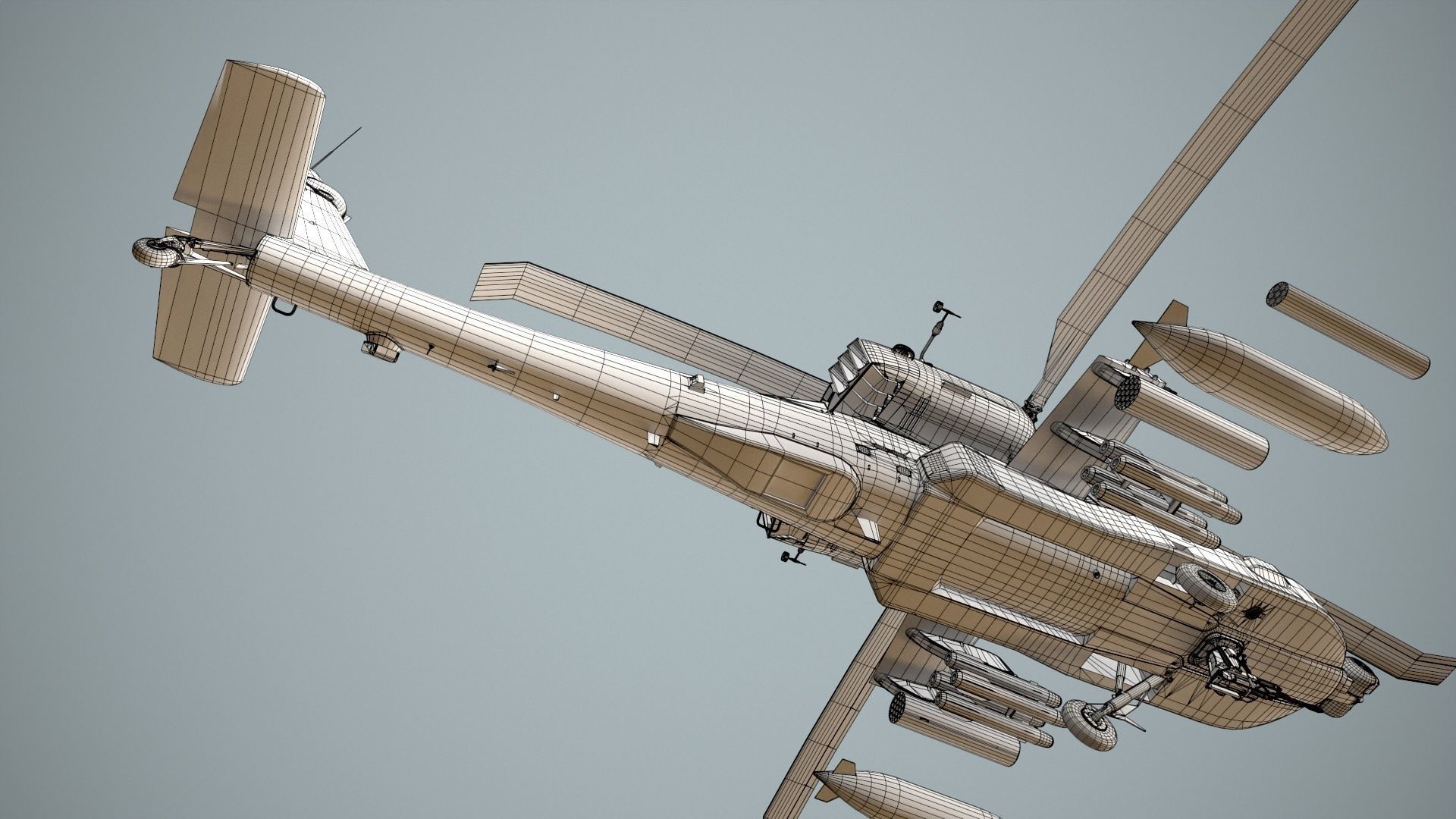 3D model Apache AH-64D US Army Complex Animation VR / AR / low-poly ...