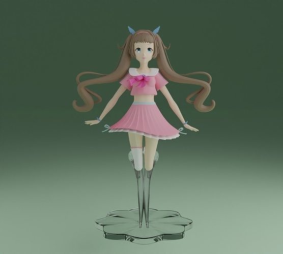 anime school uniform 3D model 3D printable | CGTrader