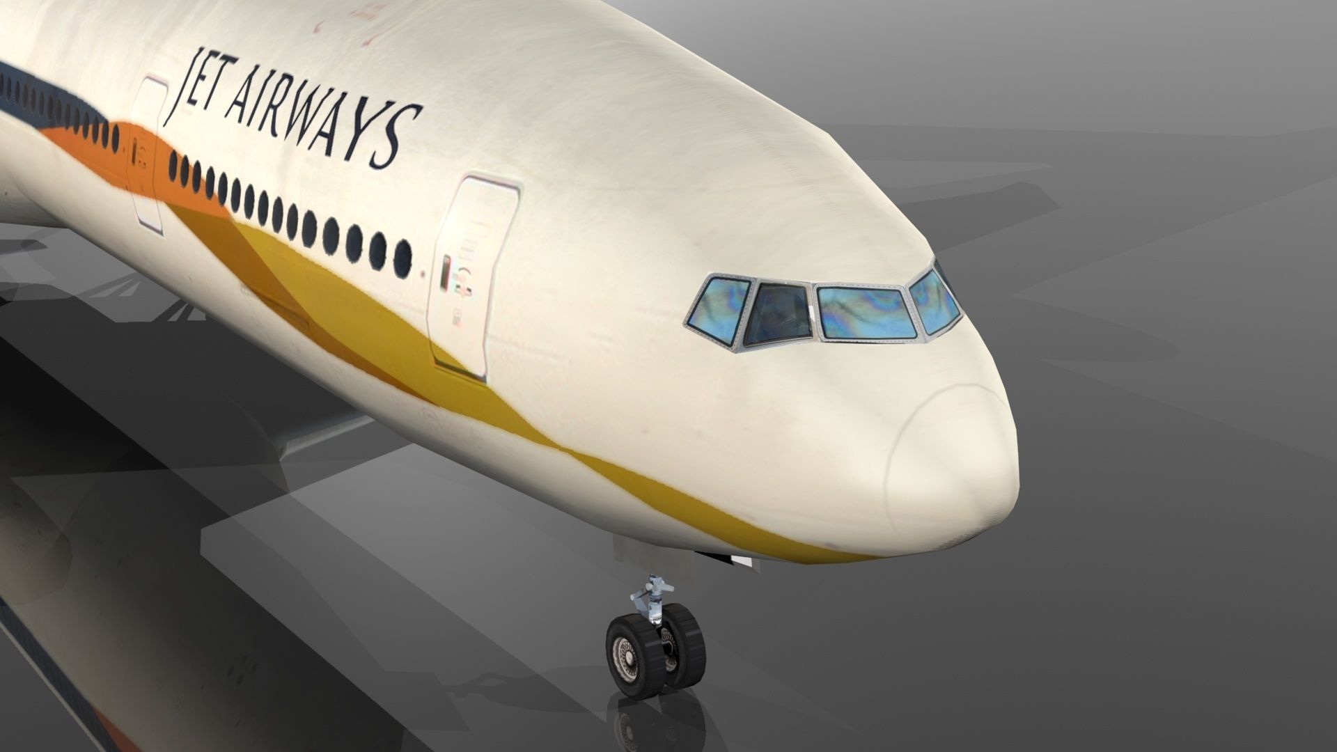 3D model Boeing 777 low polygon Low-poly 3D model Jet Airways VR / AR ...