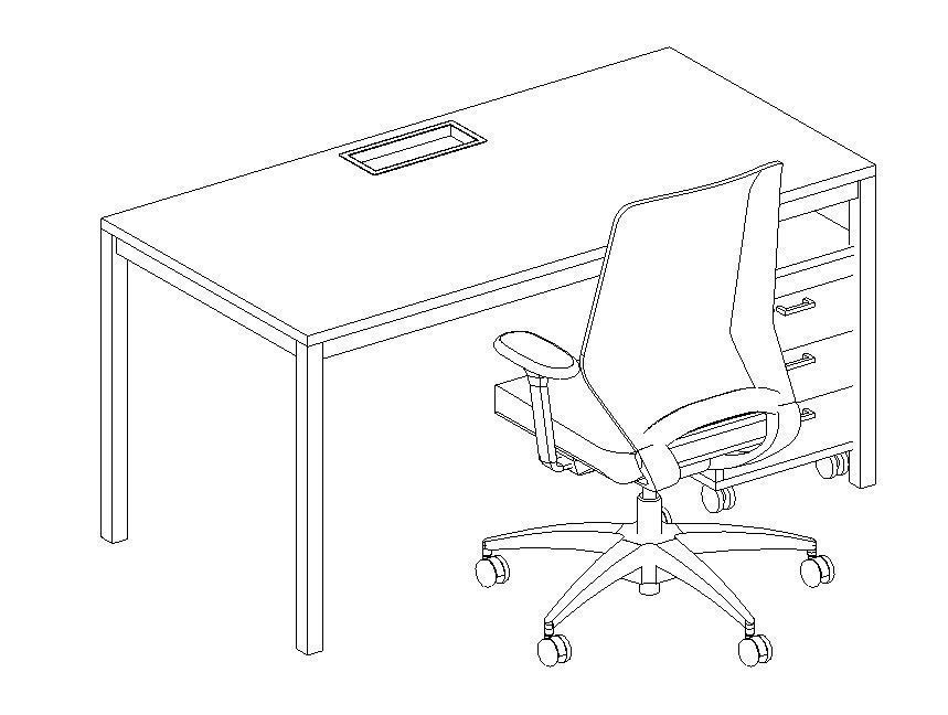 STAFF DESK CHAIR WITH SMALL CABINET - REVIT 3D model | CGTrader