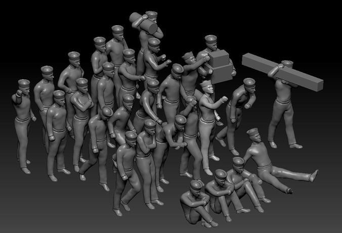 WW2 US Sailors for 3D print 3D model 3D printable | CGTrader