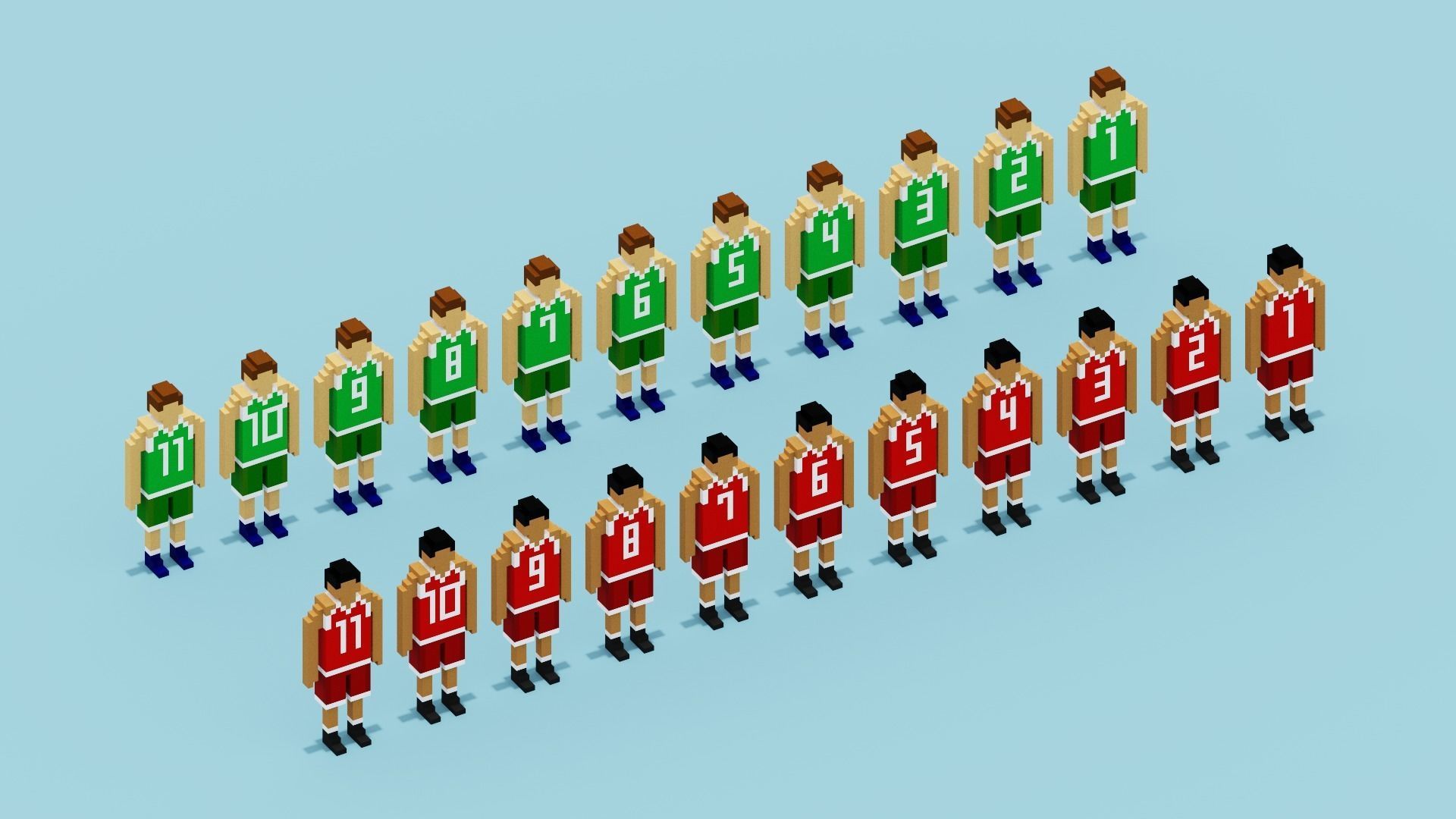 3D model Voxel Basketball Team Players VR / AR / low-poly | CGTrader