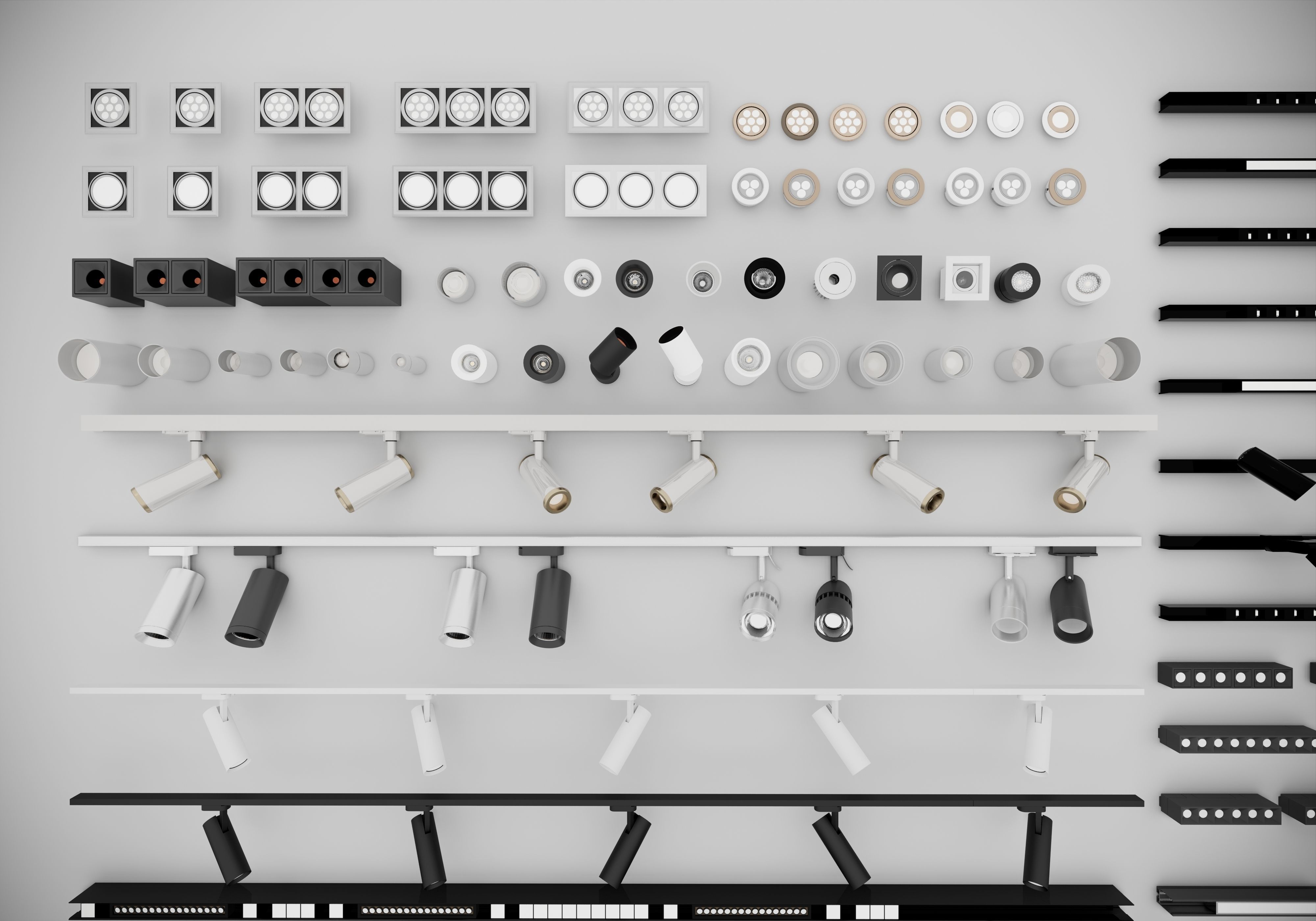 Modern downlights-spotlights-track lights 3D model | CGTrader