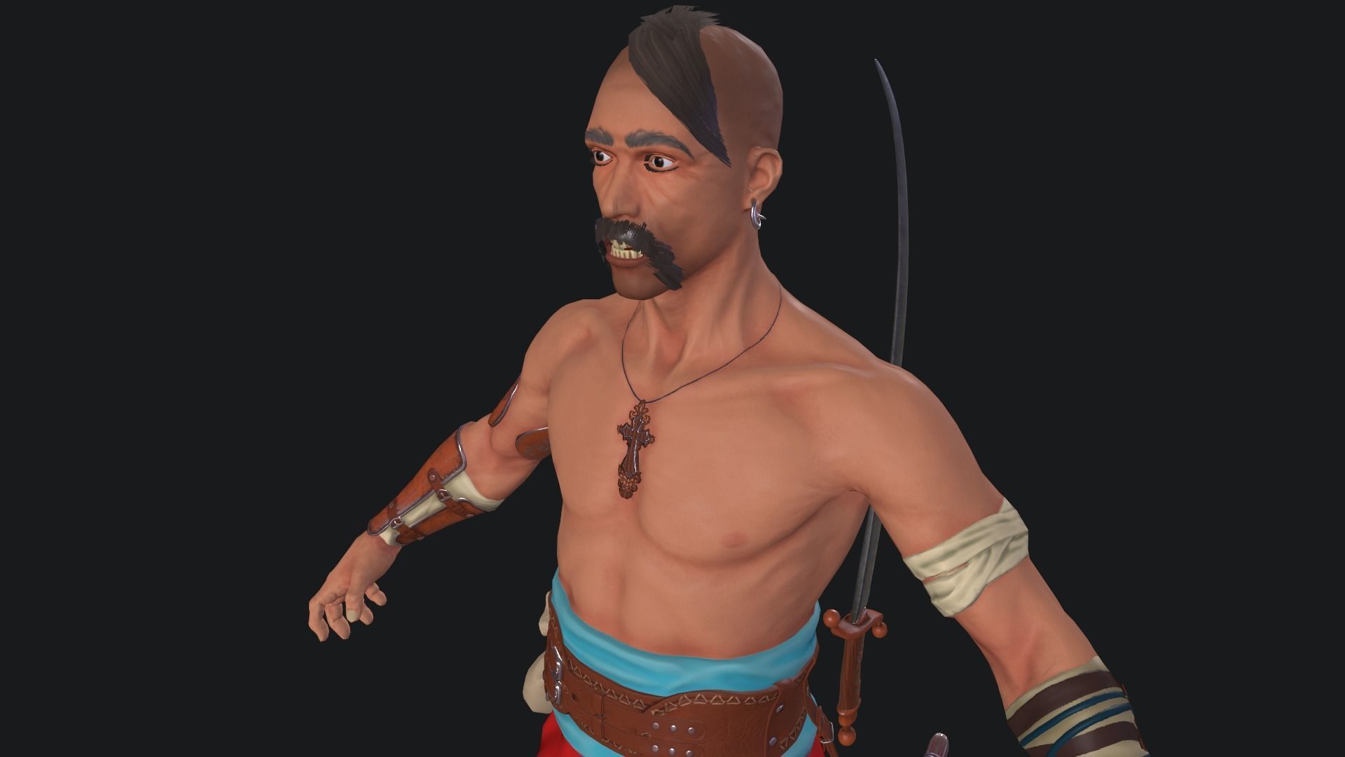 3D model Cossack Game ready model PBR Low-poly 3D model VR / AR / low ...
