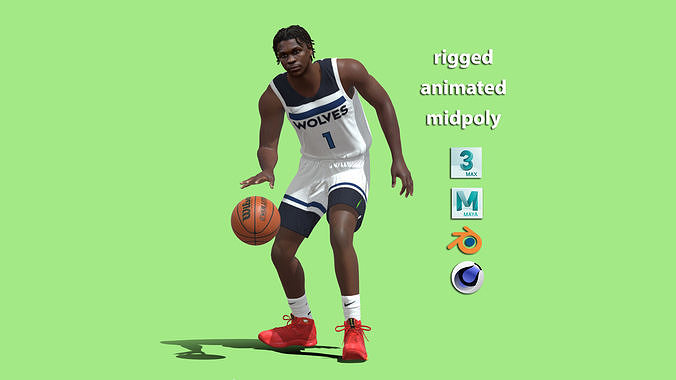 3D Rigged Anthony Edwards Minnesota Timberwolves NBA 3D model animated ...
