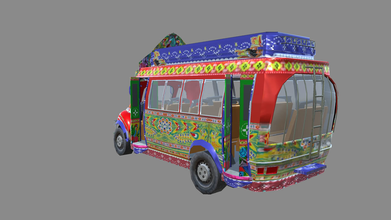 3D model BedFord Bus Pakistani cultural art style VR / AR / low-poly ...