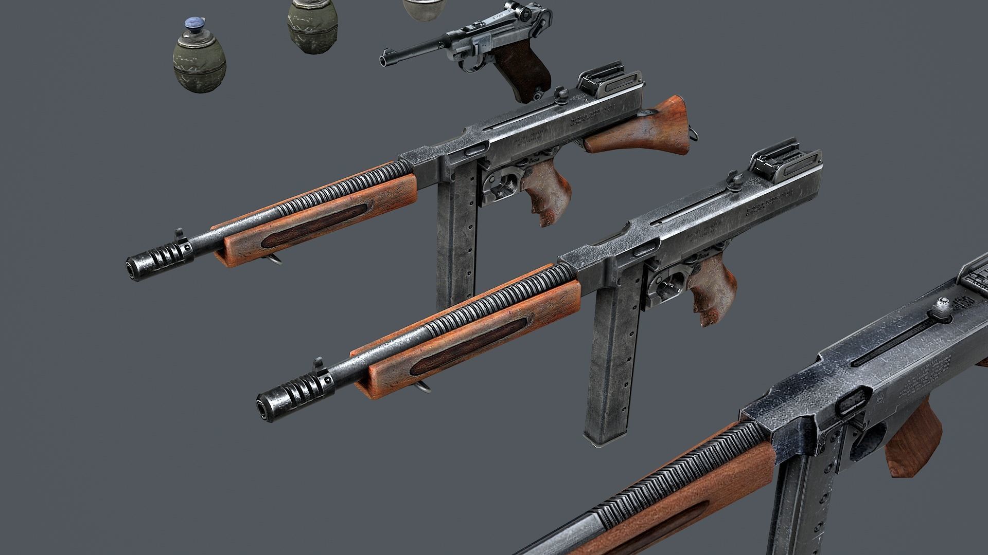 3D model WWII Weapon Pack VR / AR / low-poly | CGTrader