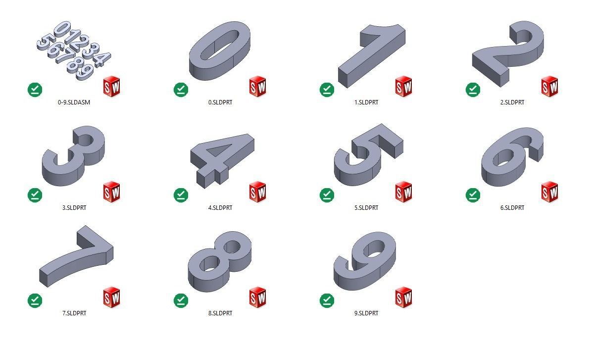 3D Printable Numbers - 0-9 - Arial Font - 20mm 3D model 3D printable ...