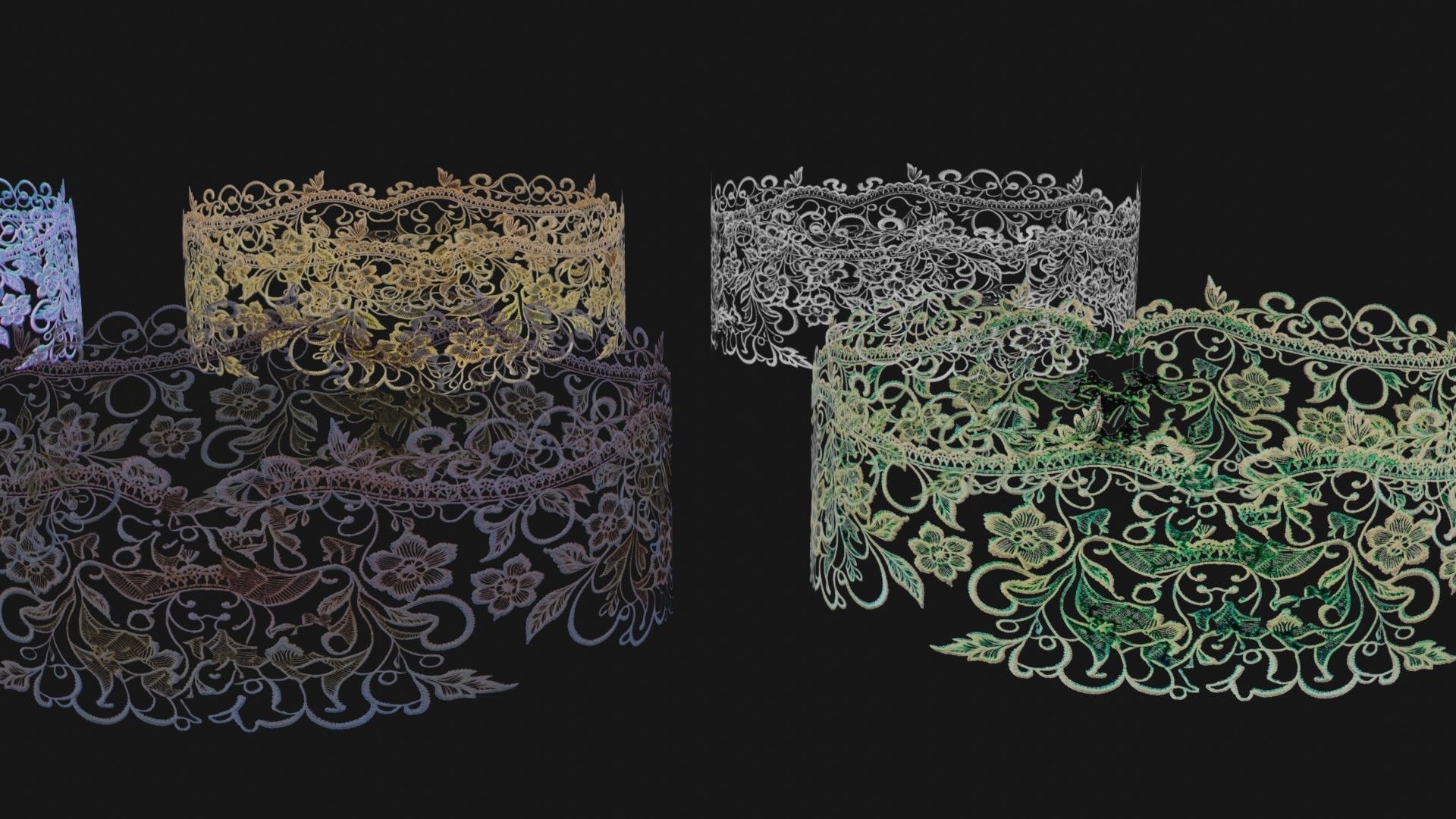 3D model 10 Lace Borders and Trims Materials Textures VR / AR / low ...