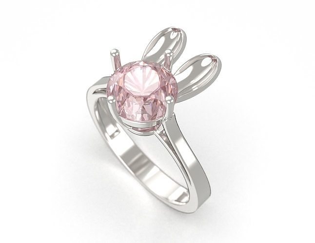 Rabbit Diamond Ring 3D model 3D printable | CGTrader