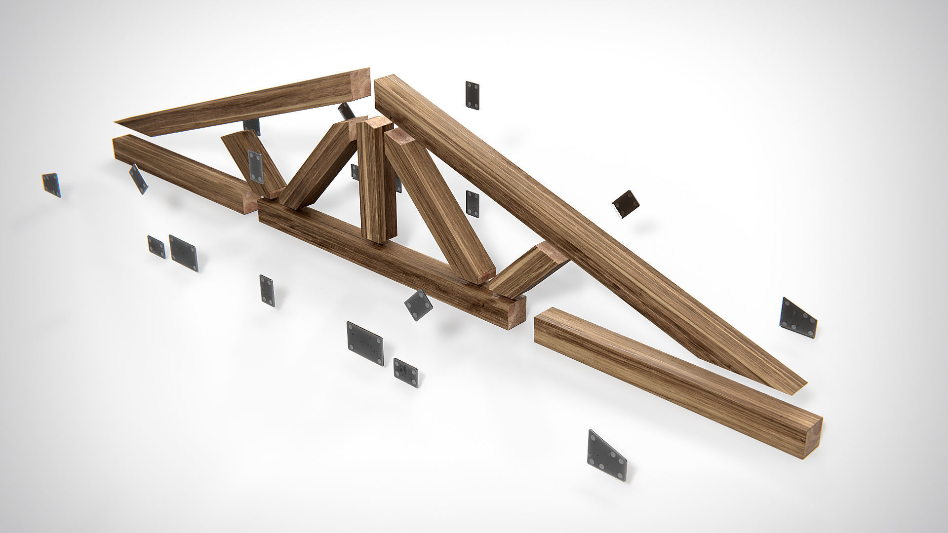 3D model Wooden Truss Fink PBR VR / AR / low-poly | CGTrader