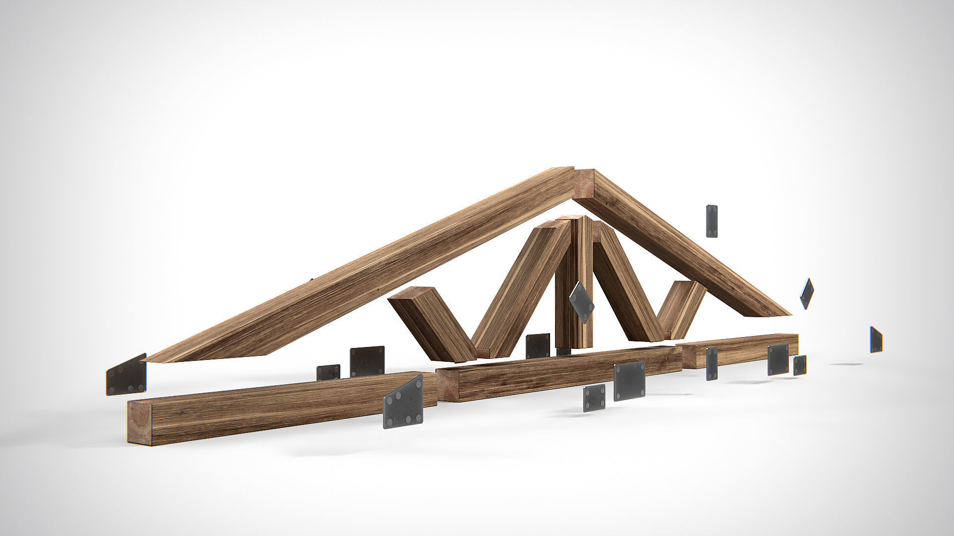 3D model Wooden Truss Fink PBR VR / AR / low-poly | CGTrader