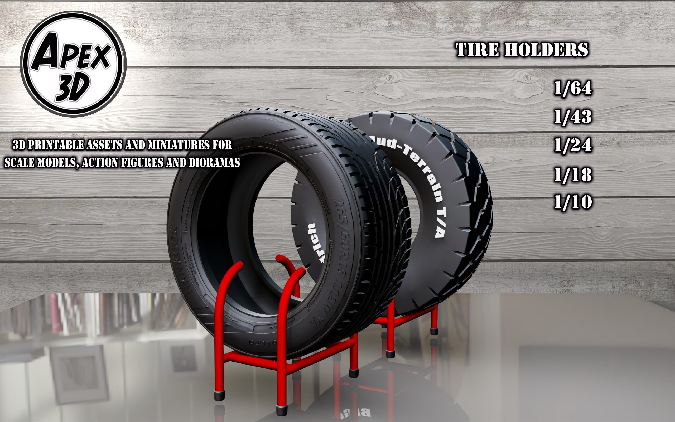 Tire Holders 3d printable in various scales 3D model 3D printable ...