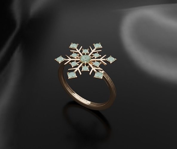 Snow flake Ring 3D model 3D printable | CGTrader