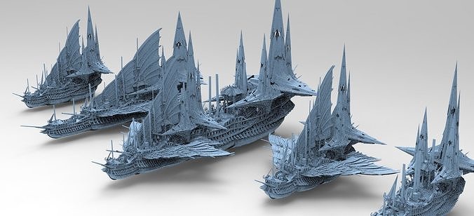 Sci fi Mongol pirate Ship Collection 3D model | CGTrader