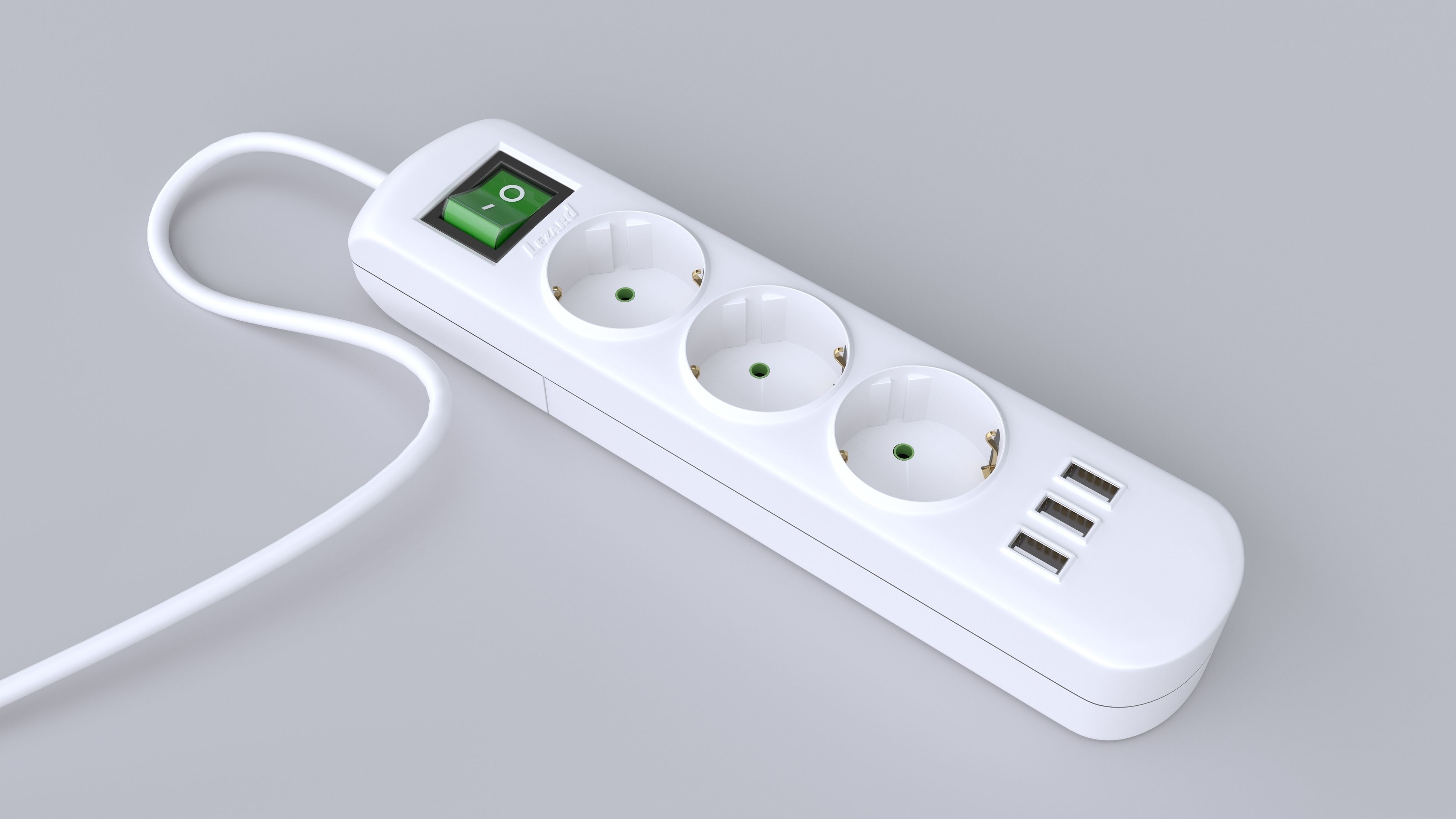 Lezard power socket with usb ports 3D model | CGTrader