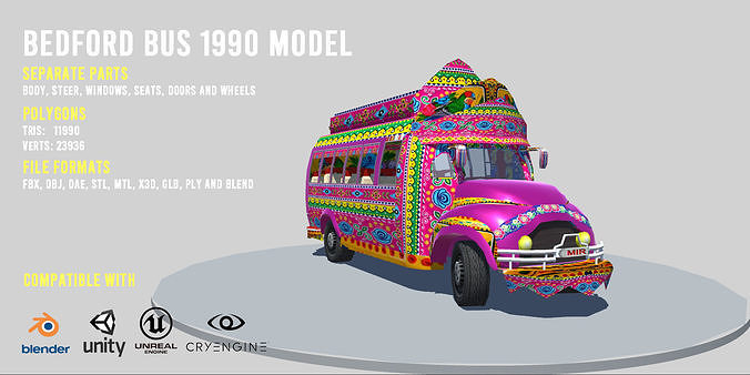 3D model Bedford 1990 Bus Model VR / AR / low-poly | CGTrader