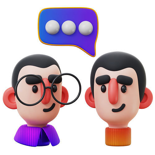 3D model 3D Man Discussing VR / AR / low-poly | CGTrader