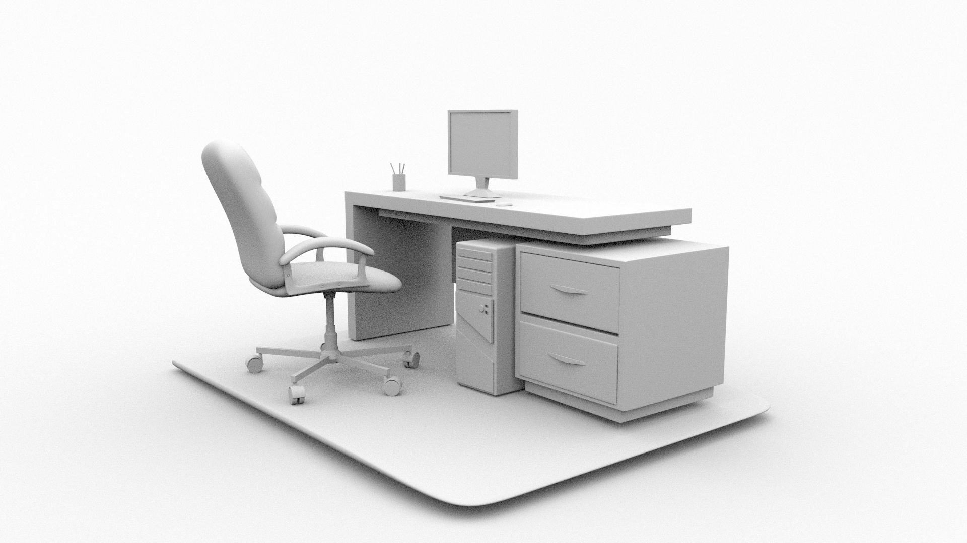 Office desk 3D model | CGTrader