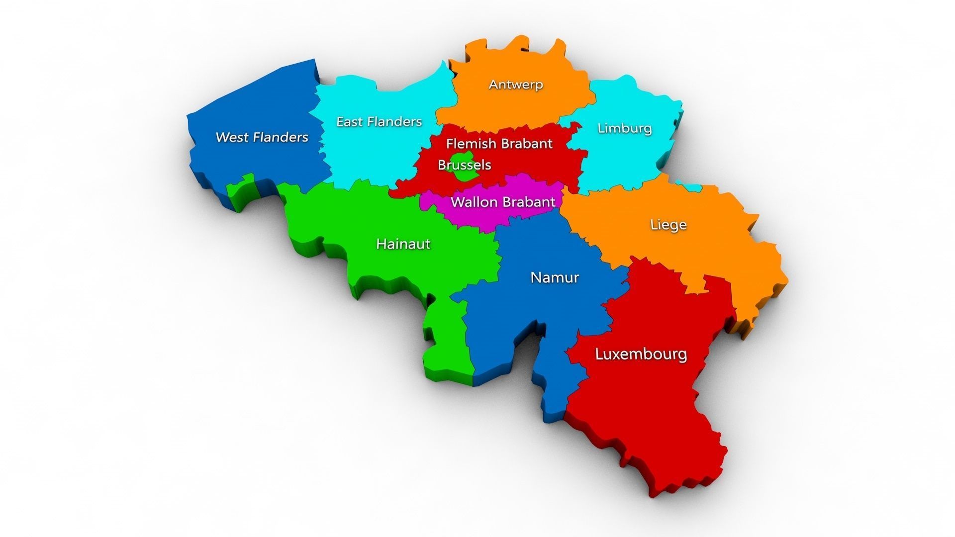 Belgium map - Political regions and flag 3D model | CGTrader