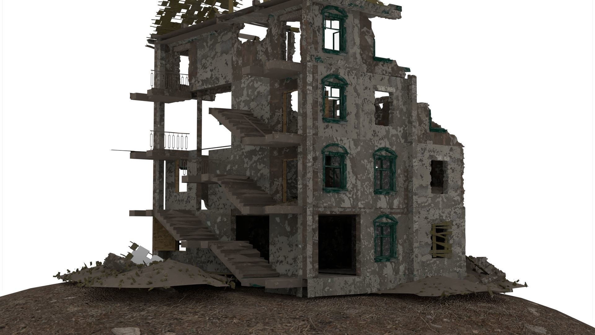 Realistic Ruined Building 3D model | CGTrader