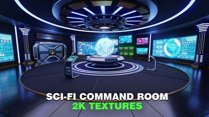 3D model Sci-Fi Command Room Interior 3D Model VR / AR / low-poly ...