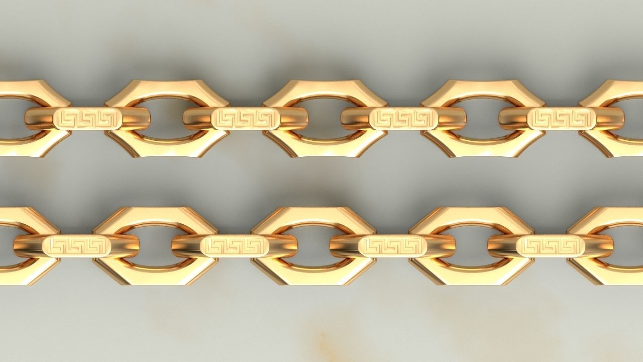 Versace pattern curve edge chain link necklace 3D model 3D printable ...