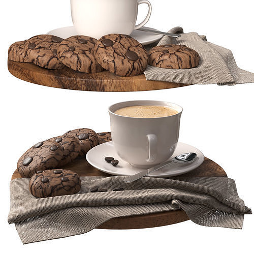 Coffee and chocolate cookies 3D model | CGTrader