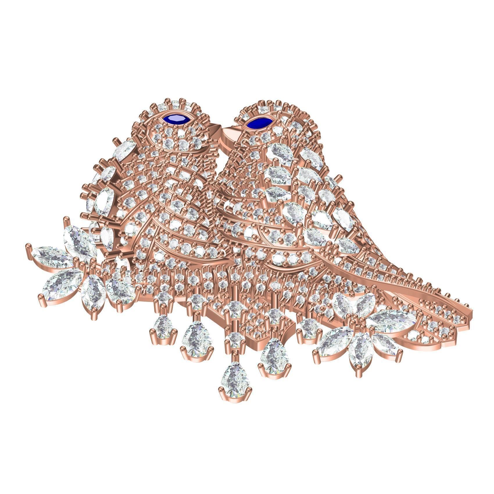 Beautiful Love Birds Brooch 3D model 3D printable | CGTrader