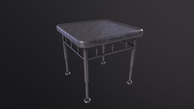 3D model Small Industrial Steel Table 3D Model VR / AR / low-poly ...