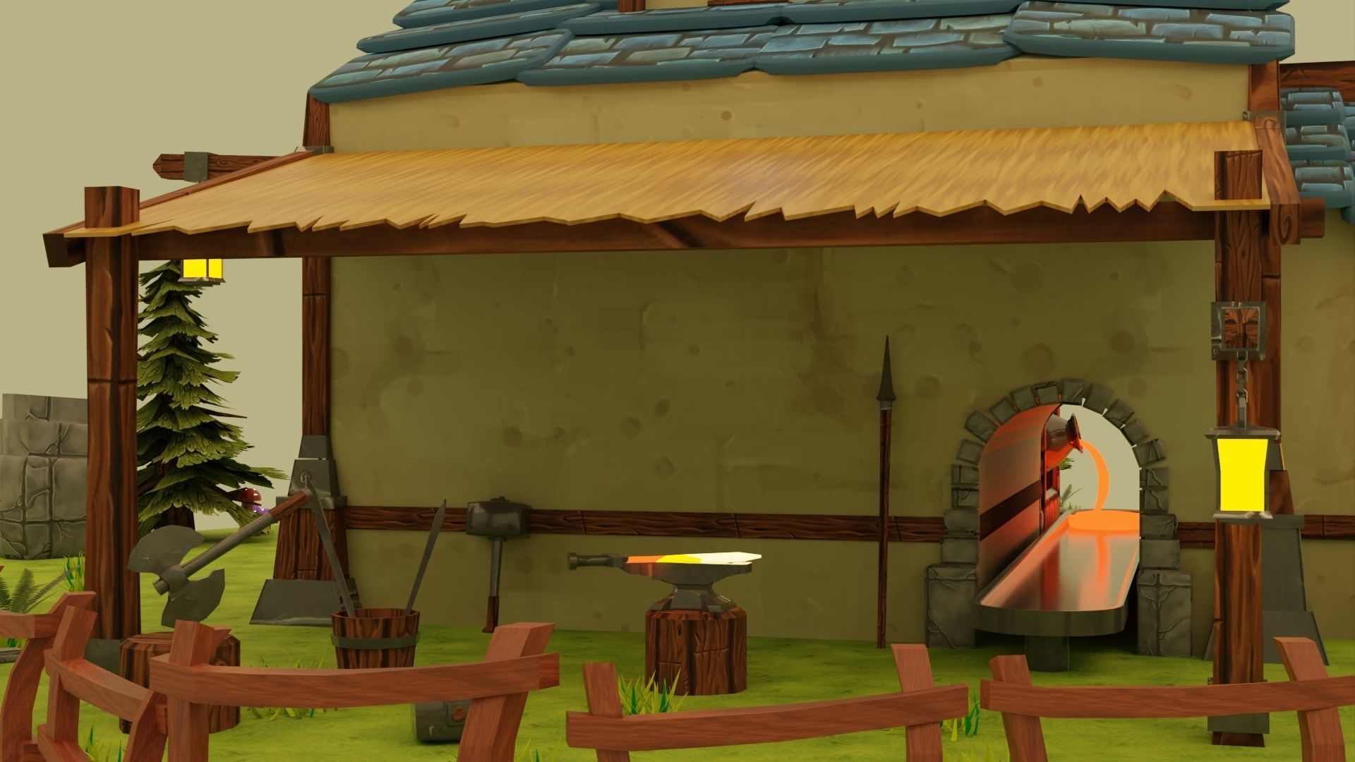 3D model Medieval Blacksmith VR / AR / low-poly | CGTrader