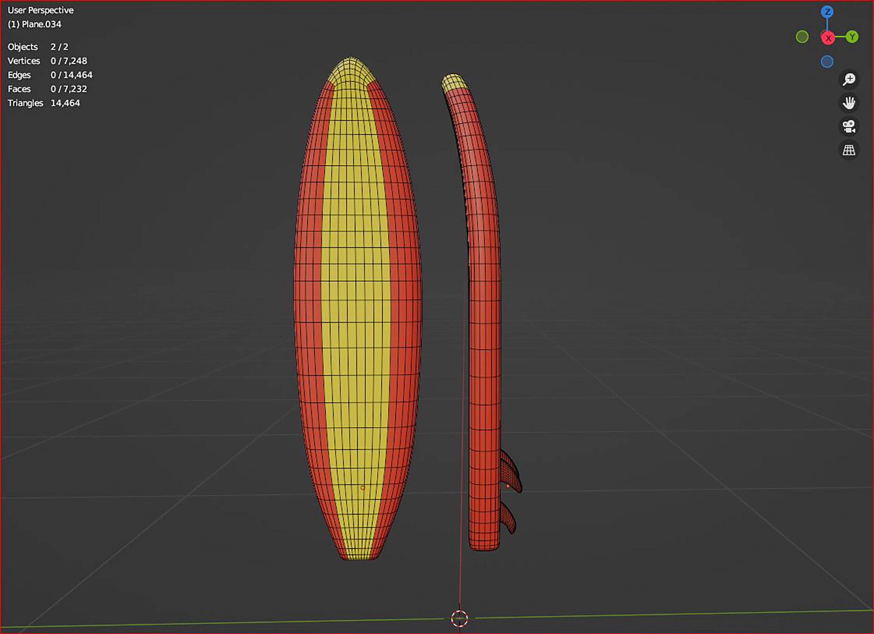 3d yellow and red surfboard 3D model | CGTrader