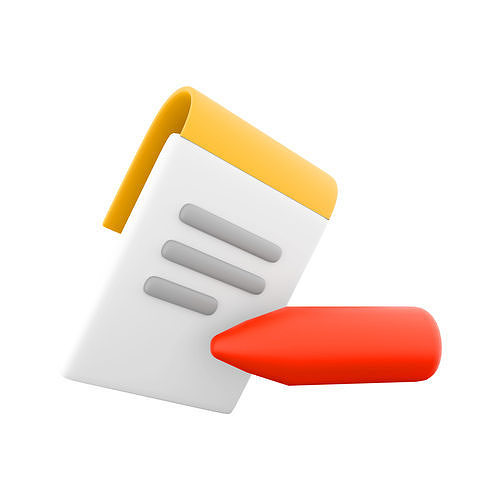 3d stick note with a pen 3D model | CGTrader