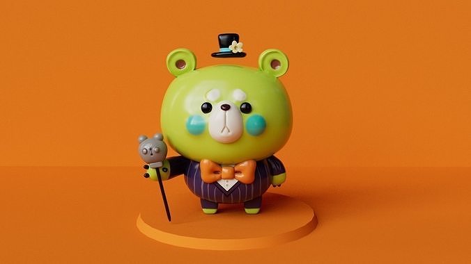 Cute Bear Magician 3D model | CGTrader